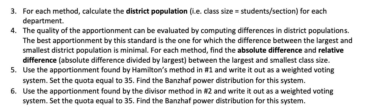 For question two: Jefferson method will be used to | Chegg.com