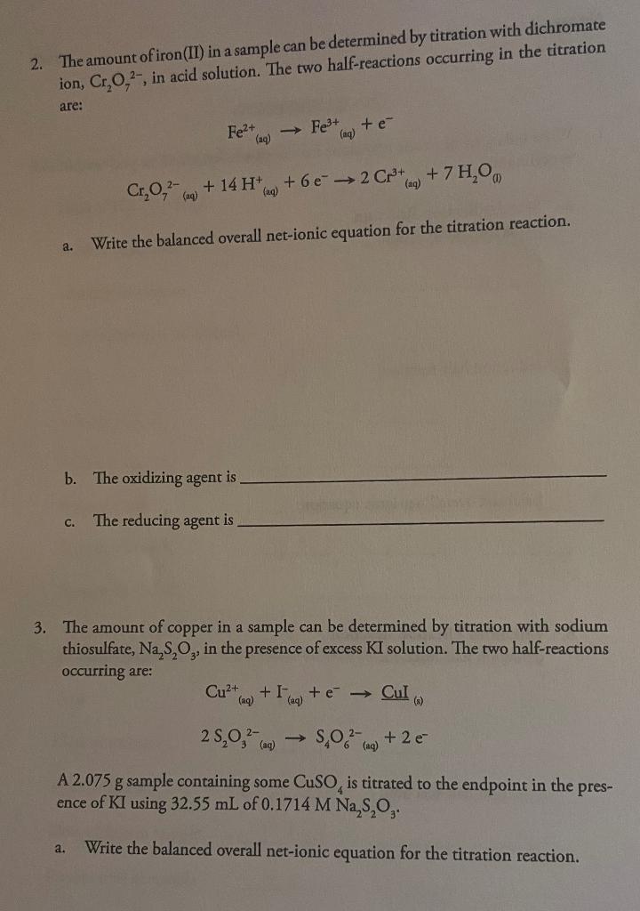 QUESTIONS 1. Write balanced net-ionic equations for | Chegg.com