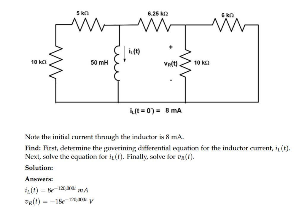 Solved Note the initial current through the inductor is 8 | Chegg.com