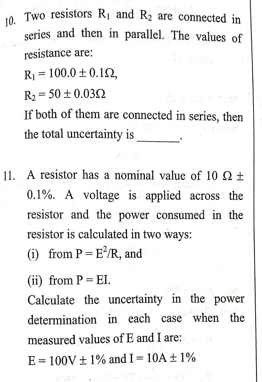 Solved 10. Two resistors R1 and R2 are connected in series | Chegg.com