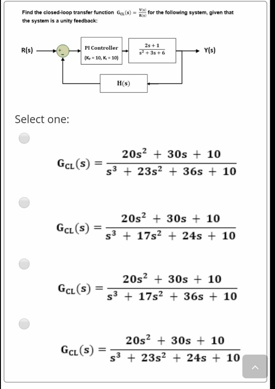 Solved Find the closed-loop transfer function GCL(S) = for | Chegg.com