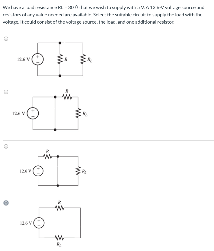 Solved We have a load resistance RL = 30 s2 that we wish to | Chegg.com