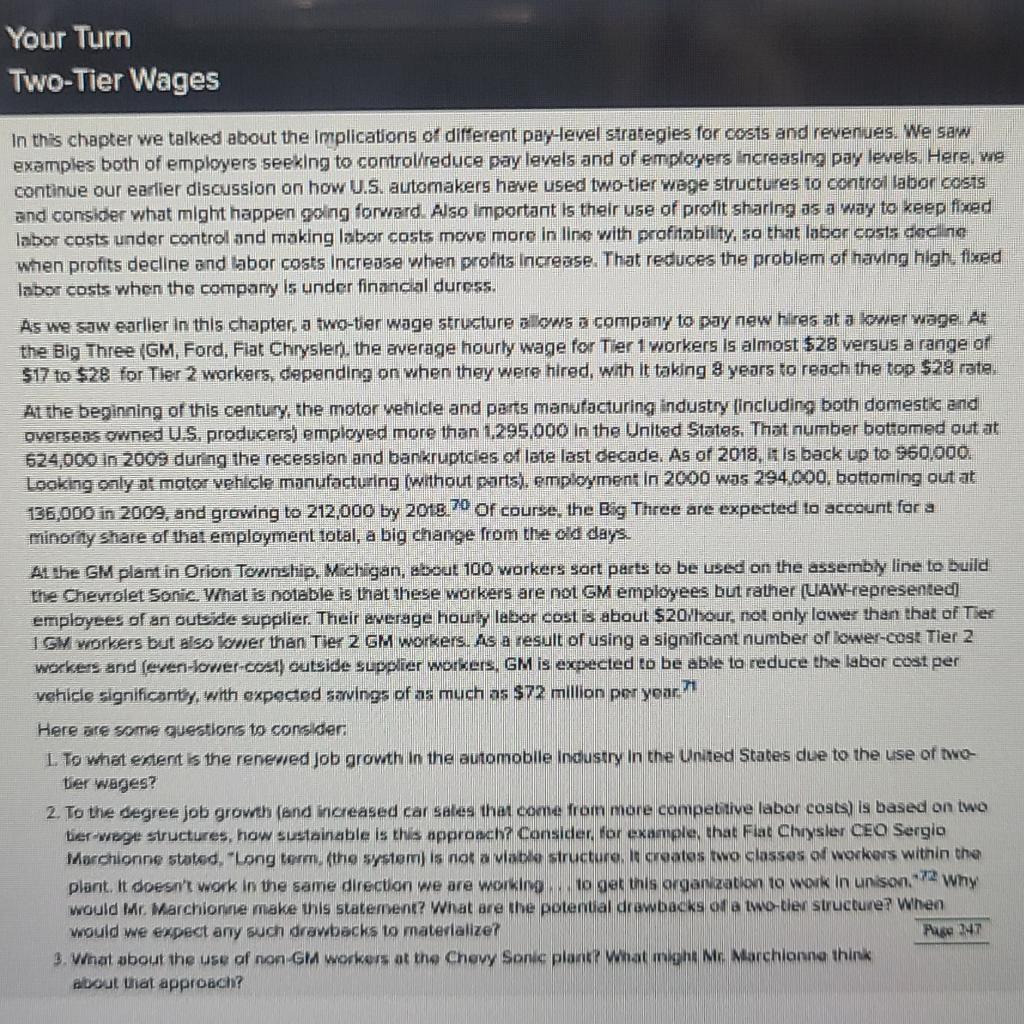 Solved Your Turn Two-Tier Wages In this chapter we talked | Chegg.com