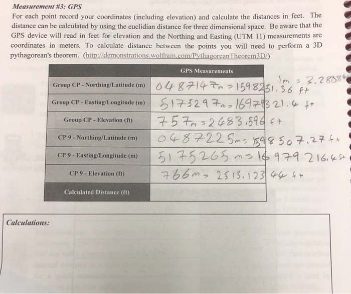Solved Measurement #3: GPS For each point record your | Chegg.com