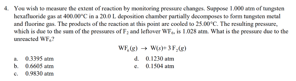 Solved You wish to measure the extent of reaction by | Chegg.com