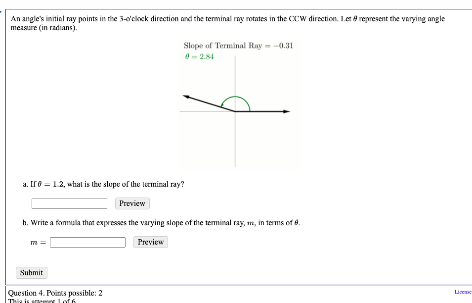Solved An angle's initial ray points in the 3-o'clock | Chegg.com