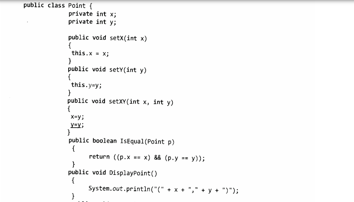 Solved public class Point { private int x; private int y; | Chegg.com