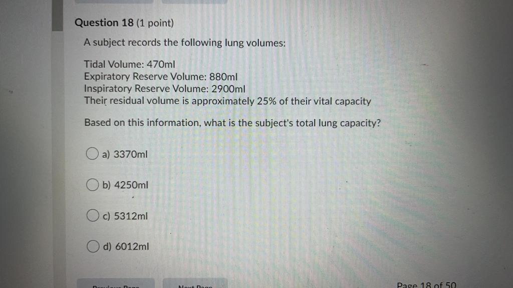 Solved Question 19 (1 point) What is the Functional Residual | Chegg.com