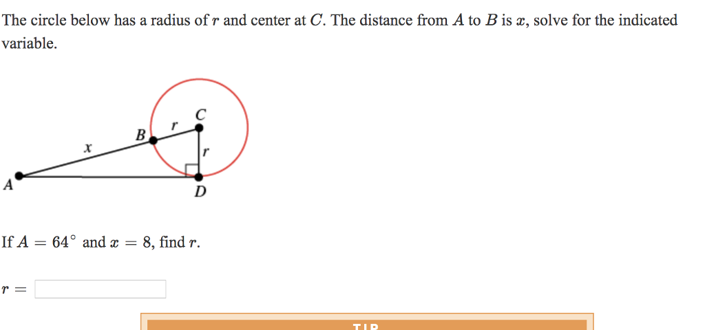 Solved The circle below has a radius of r and center at C. | Chegg.com