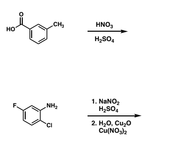 Solved CHE HO HNO3 H2SO4 NH2 1. NaNO2 H2SO4 CI 2. H20, Cu20 | Chegg.com