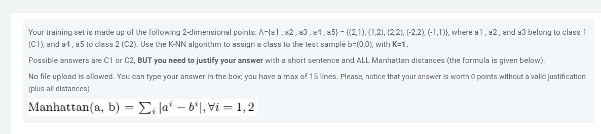 Your training set is made up of the following | Chegg.com