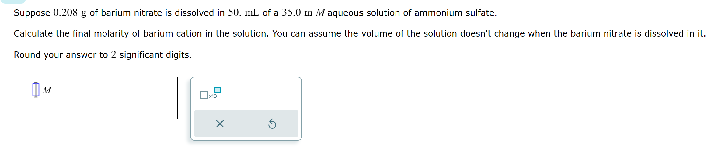 Solved Suppose 0.208 g of barium nitrate is dissolved in | Chegg.com