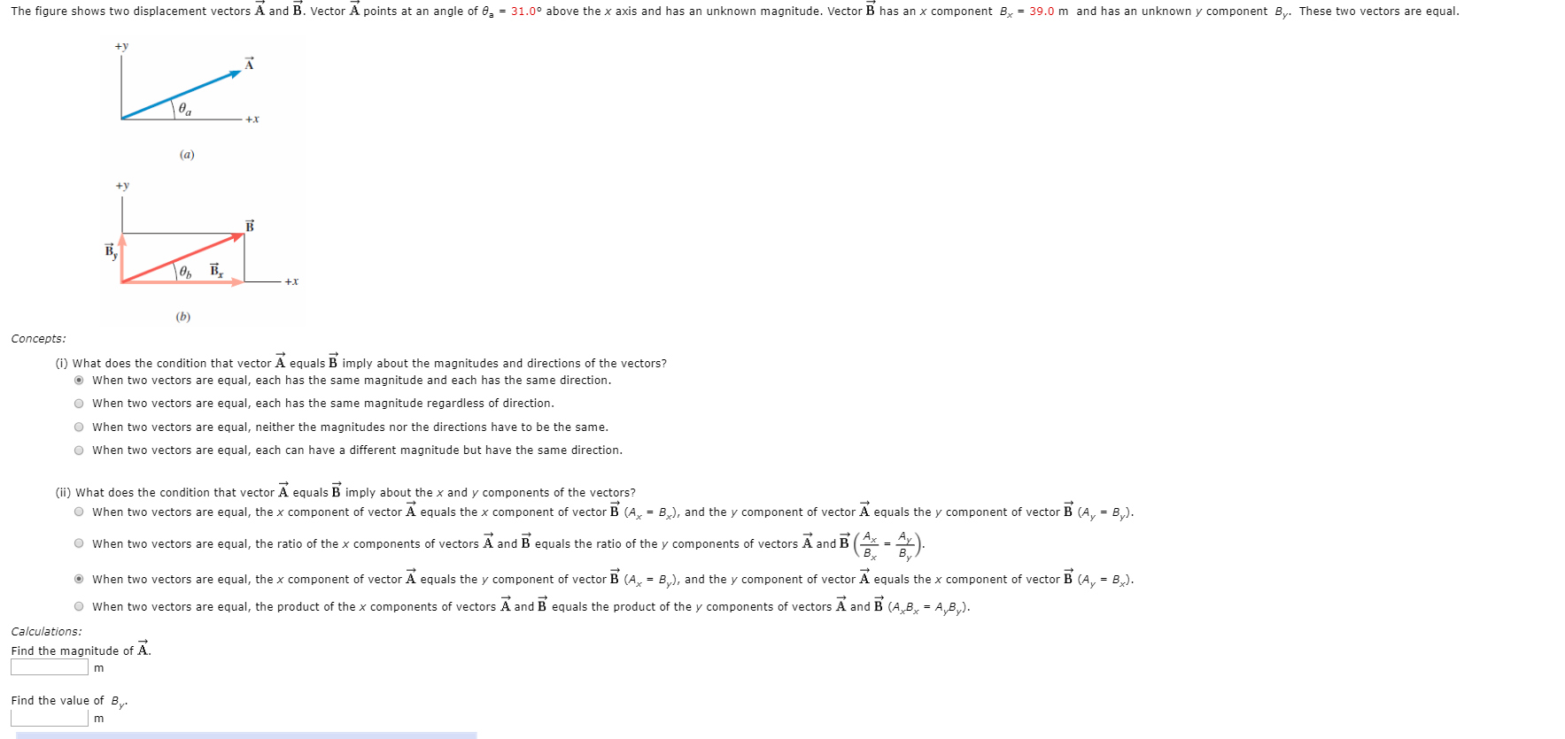 Solved The figure shows two displacement vectors A and B. | Chegg.com