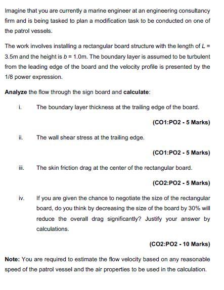 Solved Imagine that you are currently a marine engineer at | Chegg.com