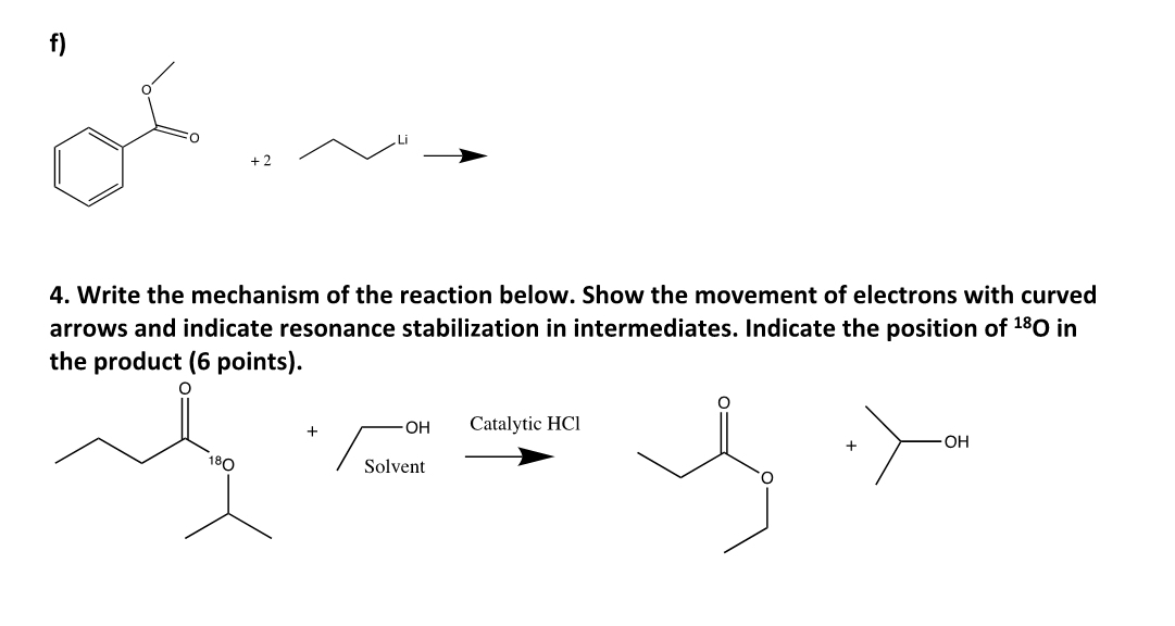 Solved For the question F), it is asking "Write the products | Chegg.com