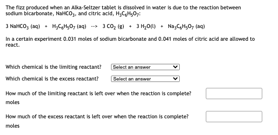 Solved The fizz produced when an Alka-Seltzer tablet is | Chegg.com