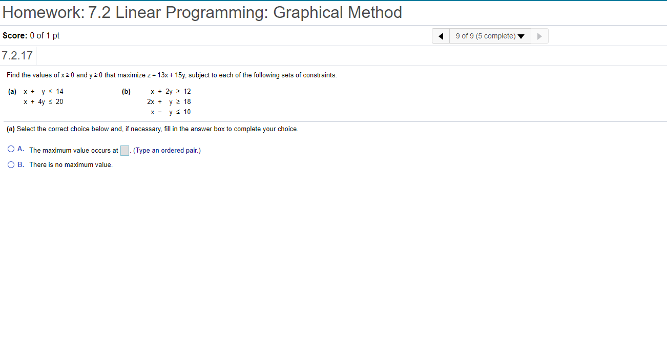 Solved Homework: 7.2 Linear Programming: Graphical Method | Chegg.com