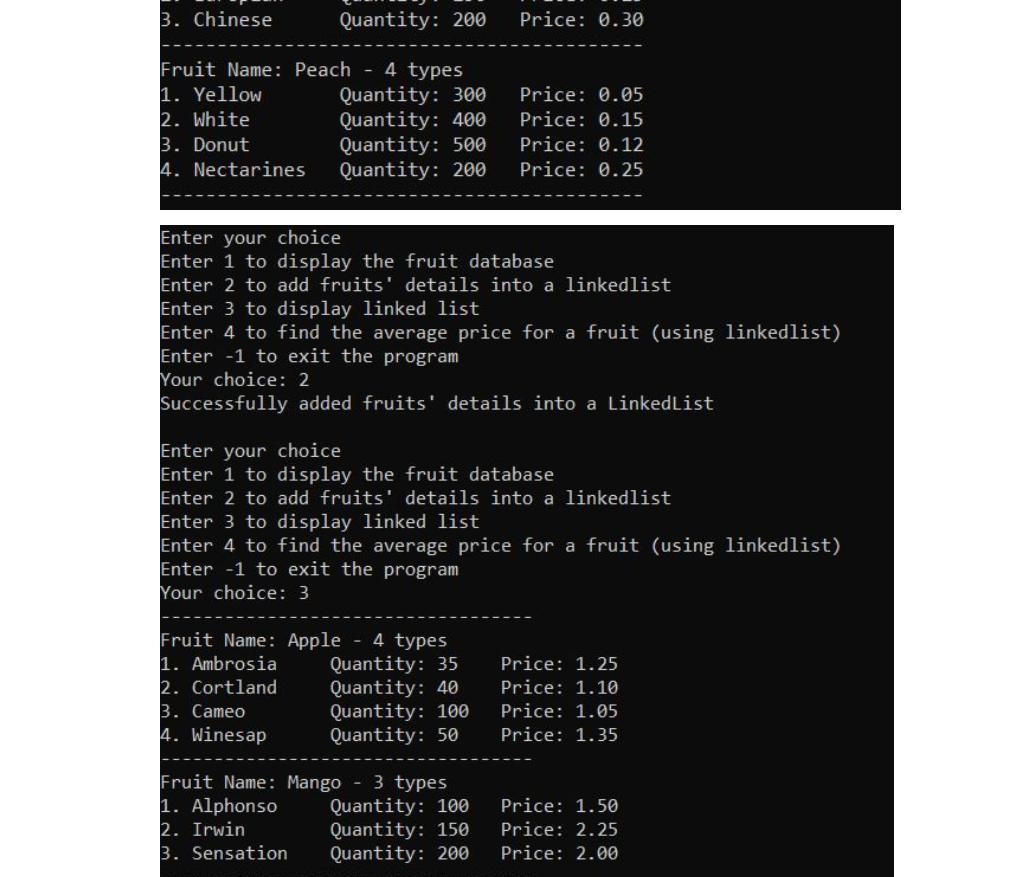 Solved The Problem description Details of fruits in a fruit | Chegg.com