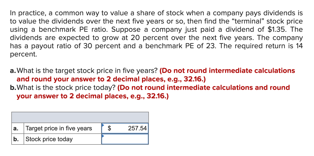 Solved In practice, a common way to value a share of stock | Chegg.com