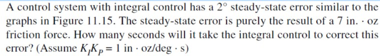 A control system with integral control has a 2° | Chegg.com