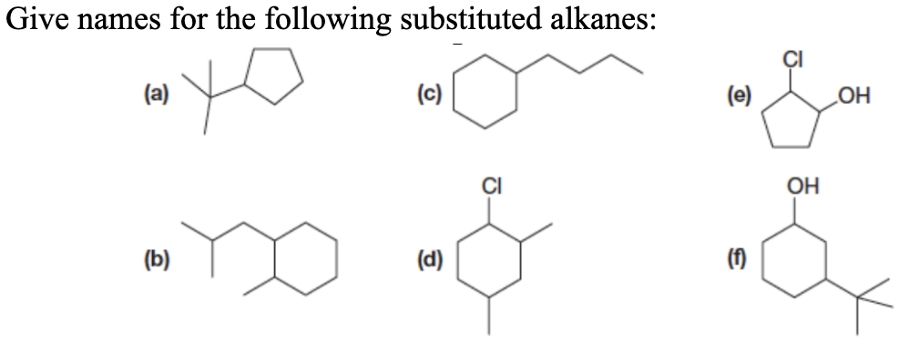 Solved Give names for the following substituted alkanes: nye | Chegg.com
