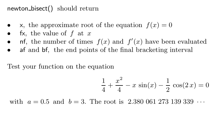 10 Marks Write A Matlab Function Newton Bisect