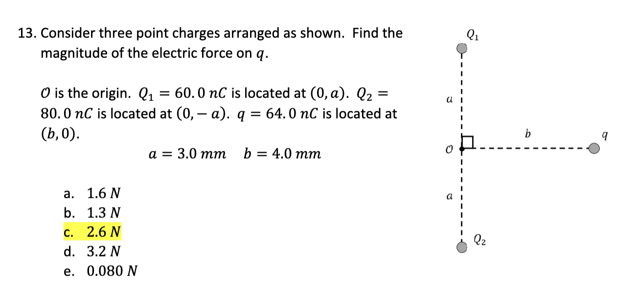 Solved 3. Consider three point charges arranged as shown. | Chegg.com