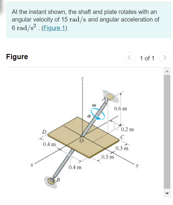 Solved At the instant shown, the shaft and plate rotates | Chegg.com