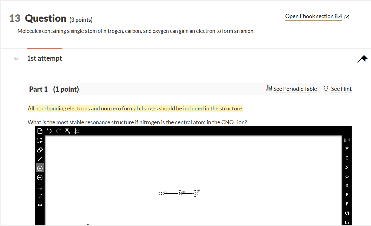 Solved 13 ﻿Question (3 ﻿points)Molecules containing a single | Chegg.com