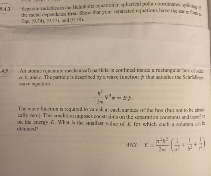 Separate variables in the Helmholtz equation in | Chegg.com
