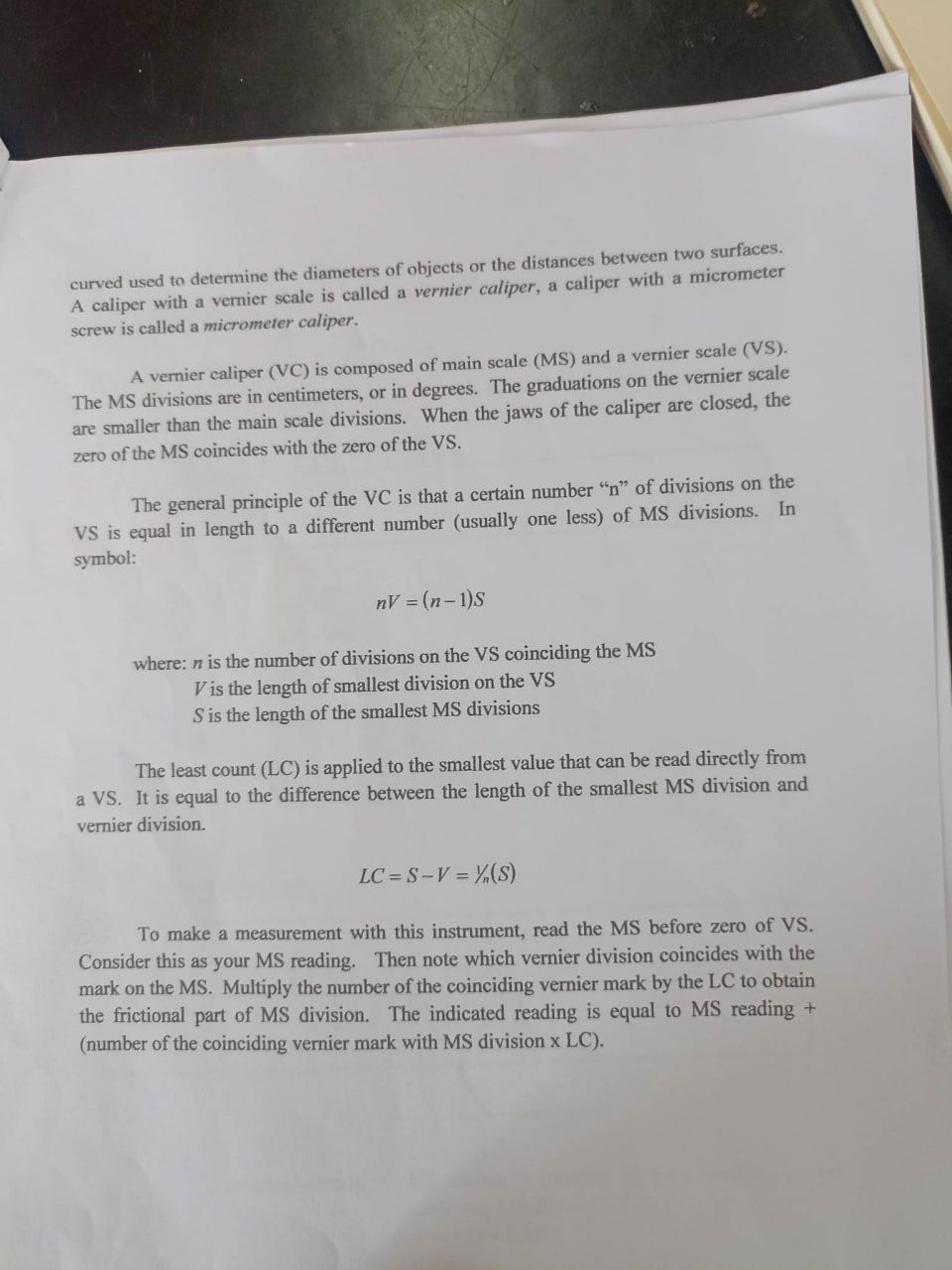 Solved Given the data concerning vernier and main scale, | Chegg.com