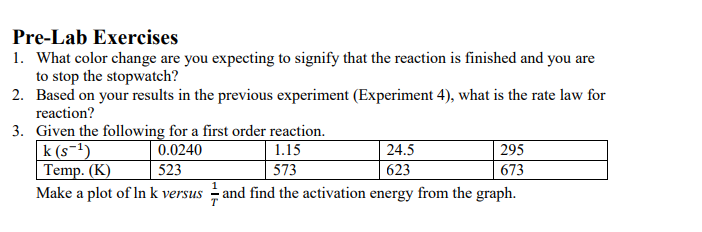 Pre-Lab Exercises 1. What color change are you | Chegg.com