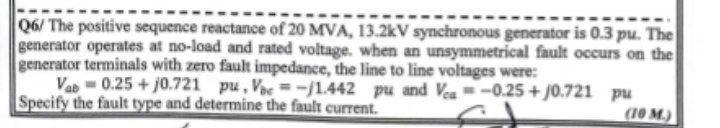 Solved 06/ The positive sequence reactance of 20 MVA, 13.2kV | Chegg.com