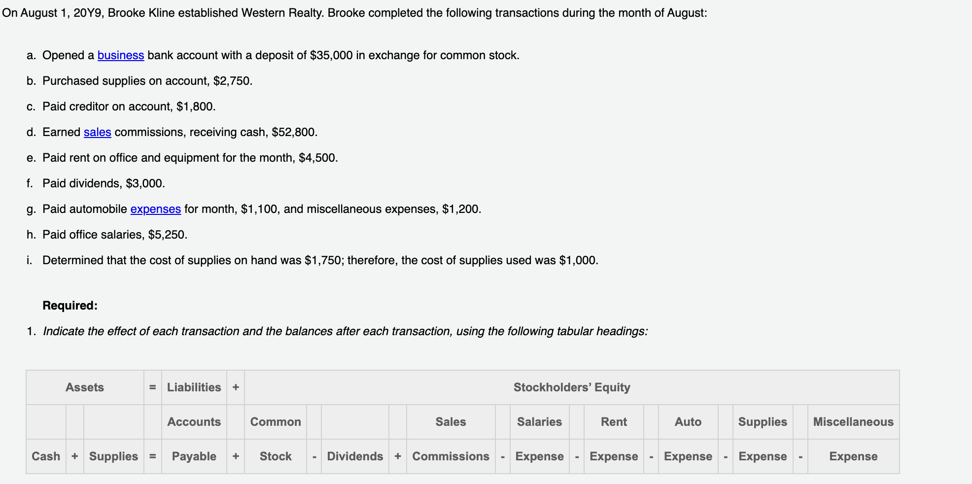 Solved On August 1, 20Y9, Brooke Kline established Western | Chegg.com