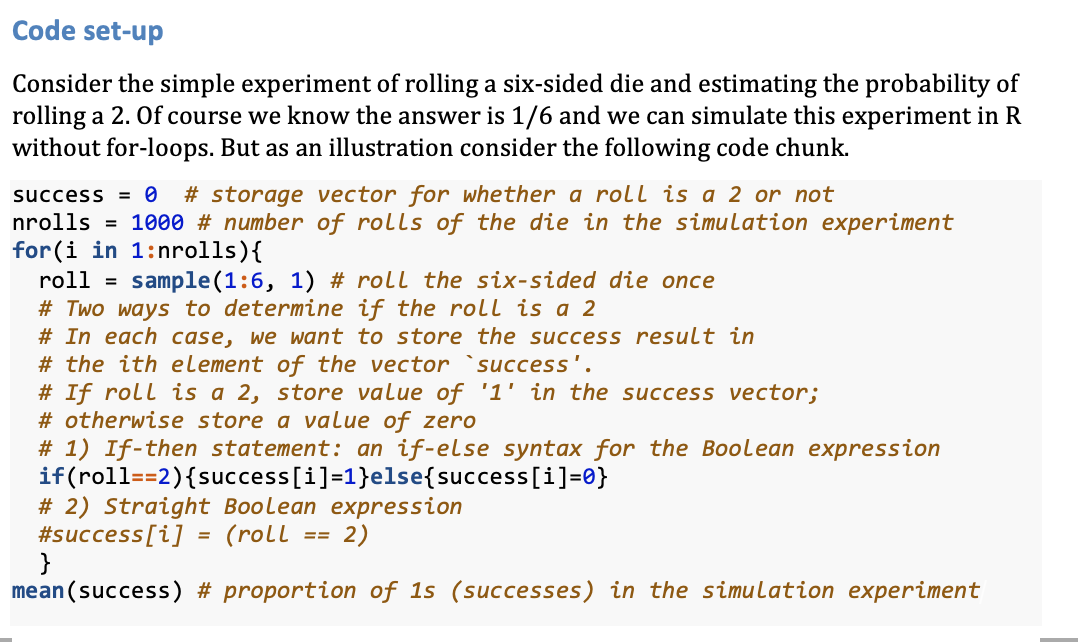 Solved Code set-up Consider the simple experiment of rolling | Chegg.com