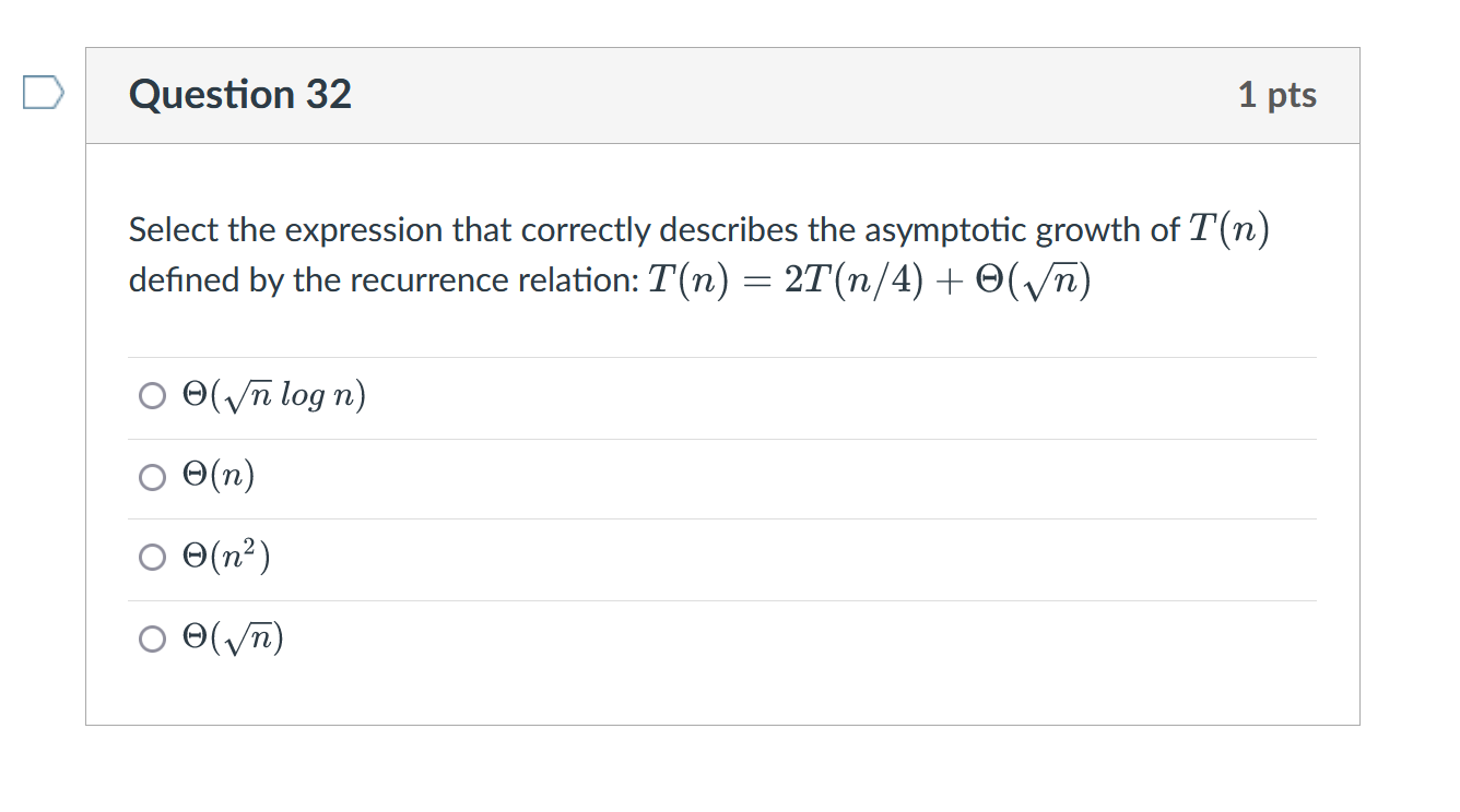 Solved Question 32 1 pts Select the expression that | Chegg.com