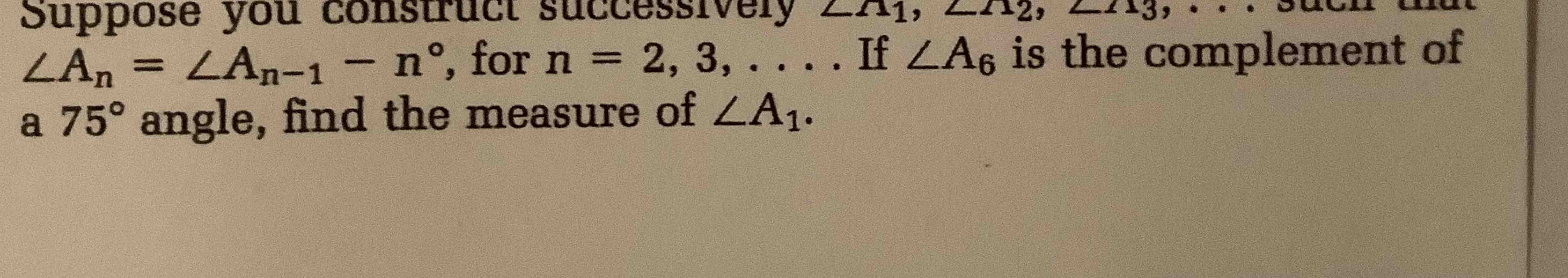Solved /A?n??A?n-1=-n°, ﻿for n=2,3,dots. If /A?6 ﻿is the | Chegg.com