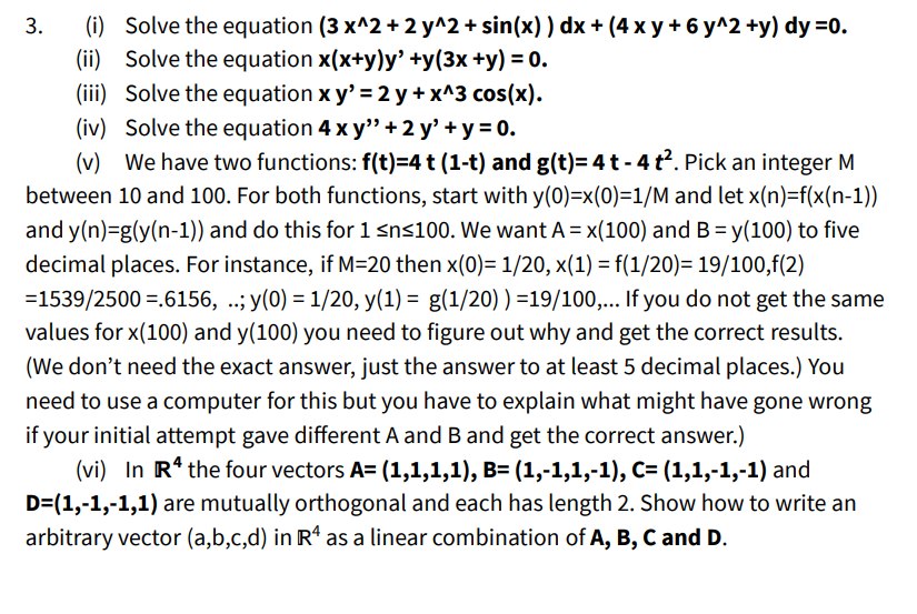 Solved 3. (i) Solve the equation | Chegg.com