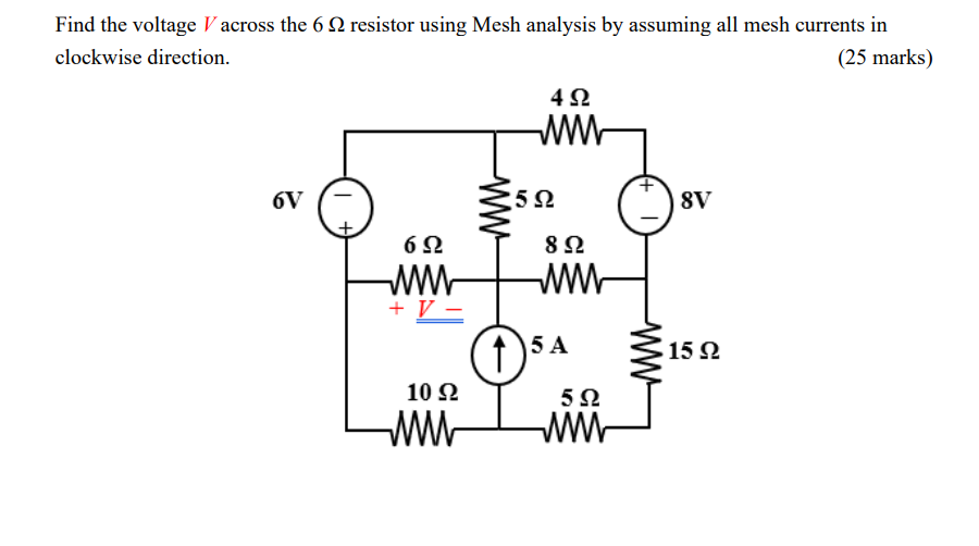 Solved Find the voltage \( ﻿V \) ﻿across the \( 6 \Omega \) | Chegg.com