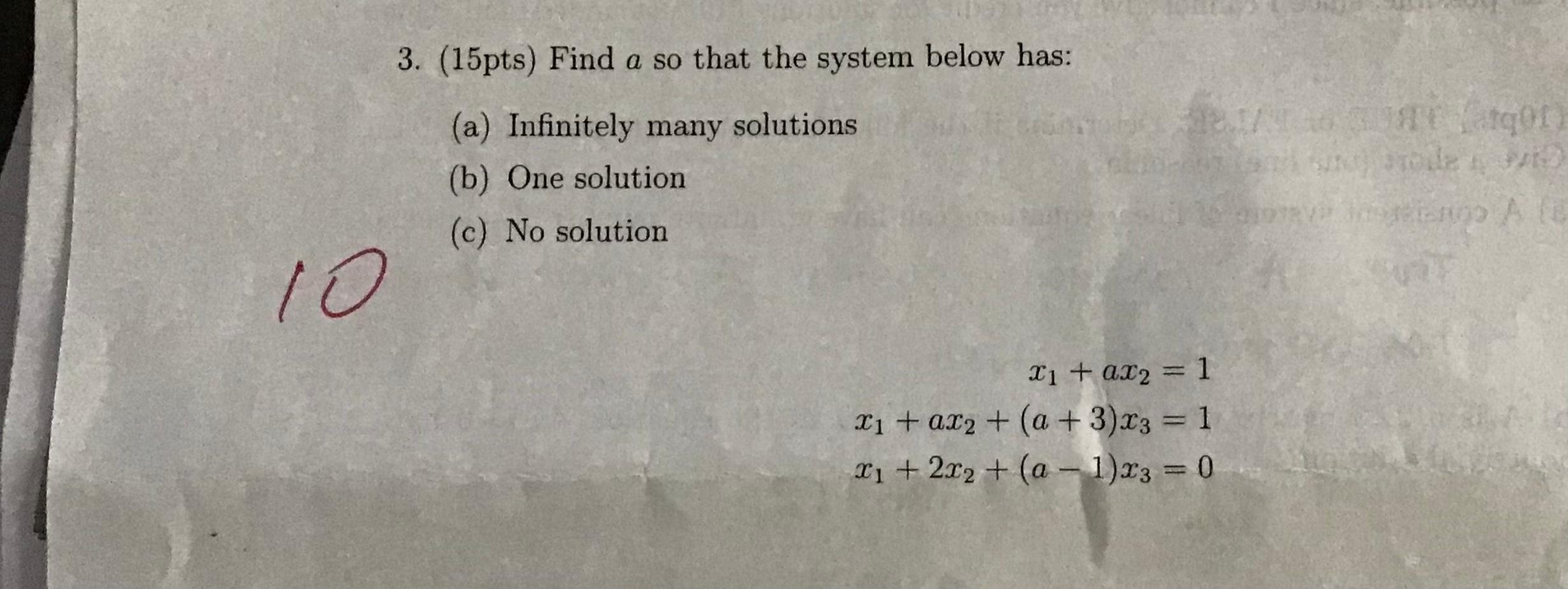 Solved 3. (15pts) Find a so that the system below has: (a) | Chegg.com