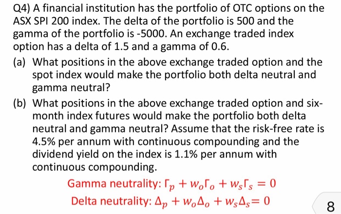 Solved Q4) A financial institution has the portfolio of OTC | Chegg.com