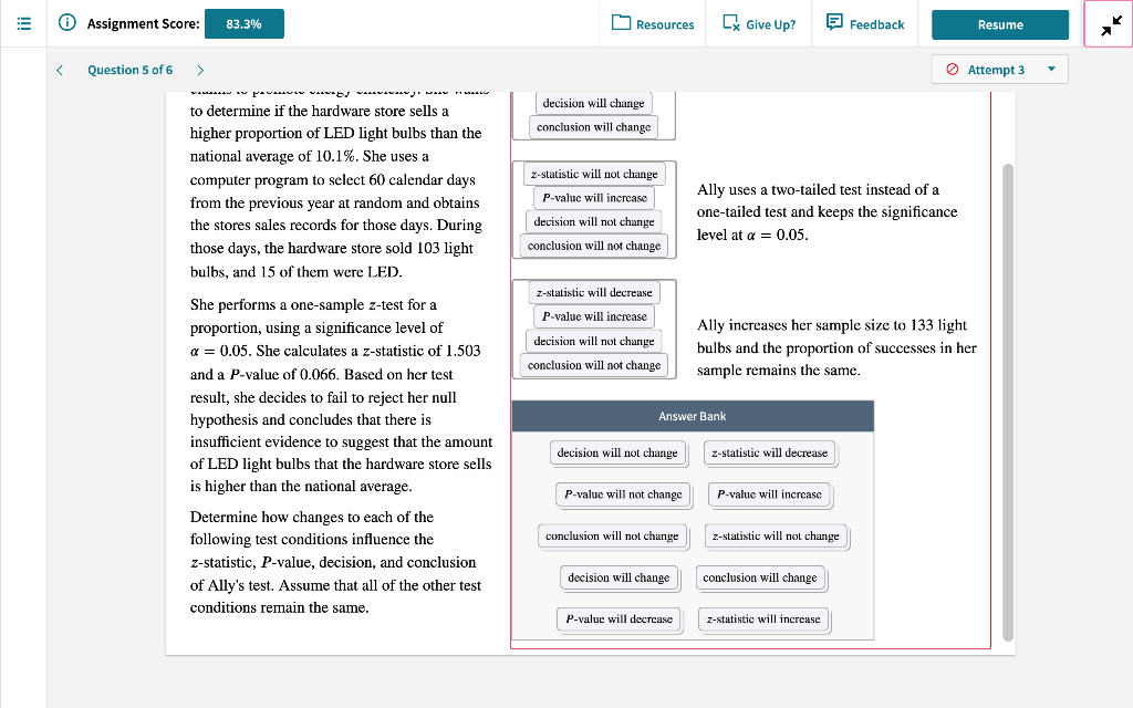 Solved E Assignment Score: 83.3% Resources C Give Up? | Chegg.com