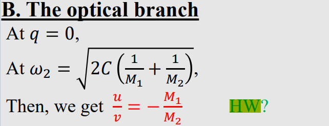 Solved B. The optical branch At q = 0, 1 = 2C + Mi M2 и M1 | Chegg.com