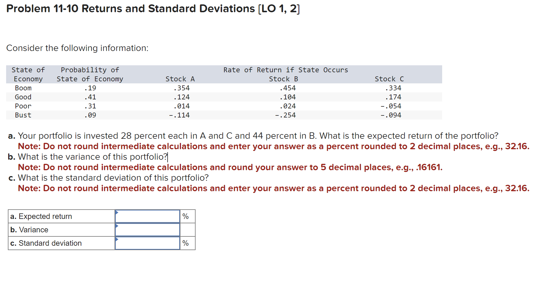 Solved Problem 11-10 Returns and Standard Deviations [LO 1, | Chegg.com