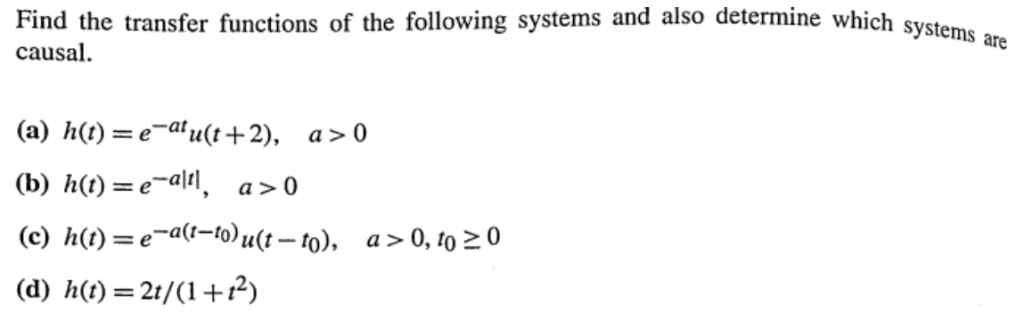 Solved Find the transfer functions of the following systems | Chegg.com