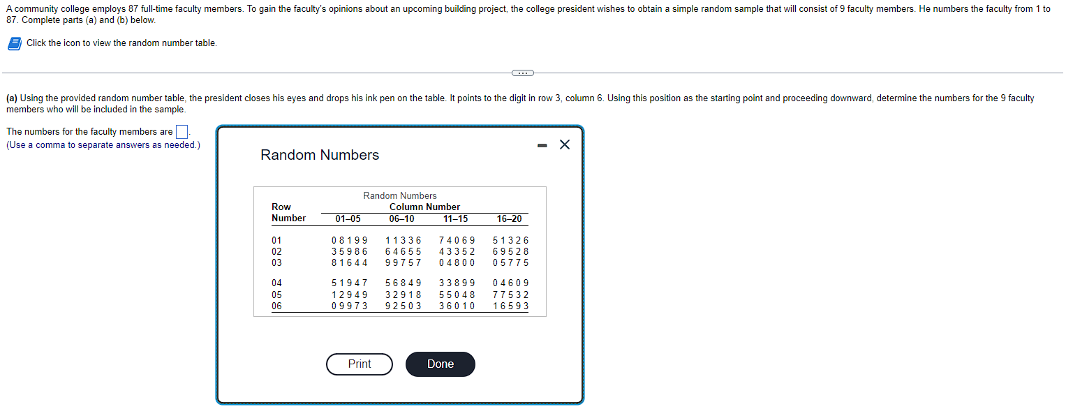 Solved A community college employs 87 full-time faculty | Chegg.com