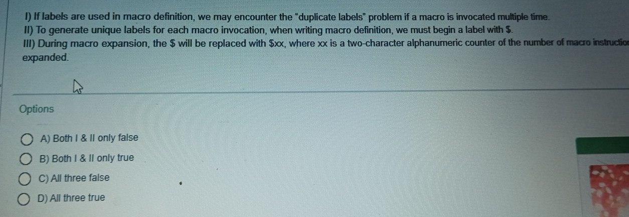 Solved 1) If labels are used in macro definition, we may | Chegg.com