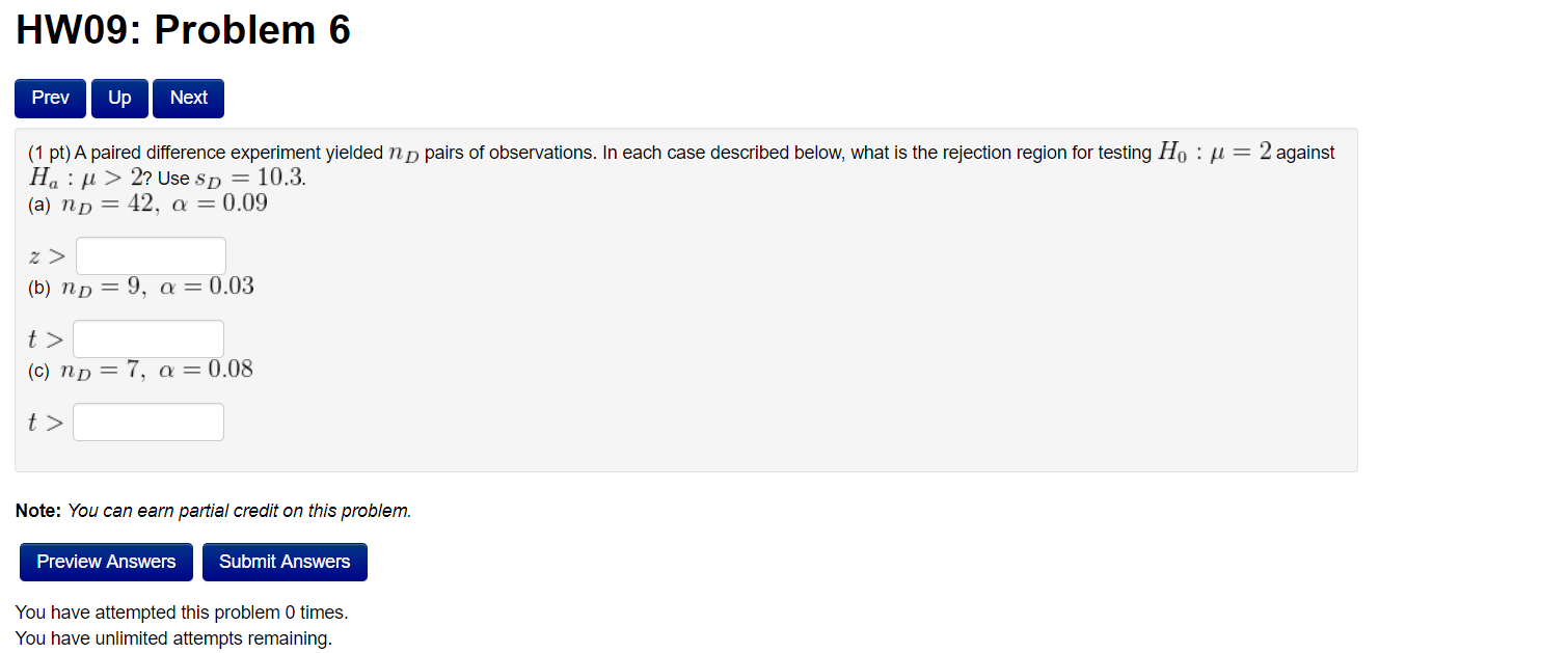 Solved HW09: Problem 6 Prev Up Next (1 pt) A paired | Chegg.com