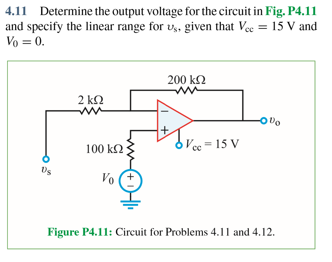 Solved 4.11 Determine the output voltage for the circuit in | Chegg.com