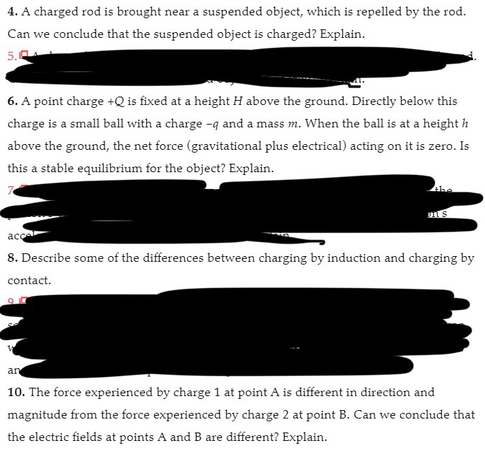 Solved suspended object, which is repelled by the rod 4. A | Chegg.com